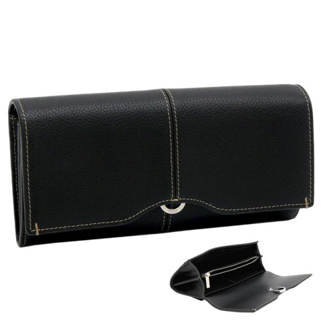 【2025年秋冬新作】 トッズ TOD'S レザー ウォレット XAWDBNB0403XSOB999 tods 二つ折り長財布 小銭入れ付 ブラック レディース 【新品 新作 未使用 正規品】