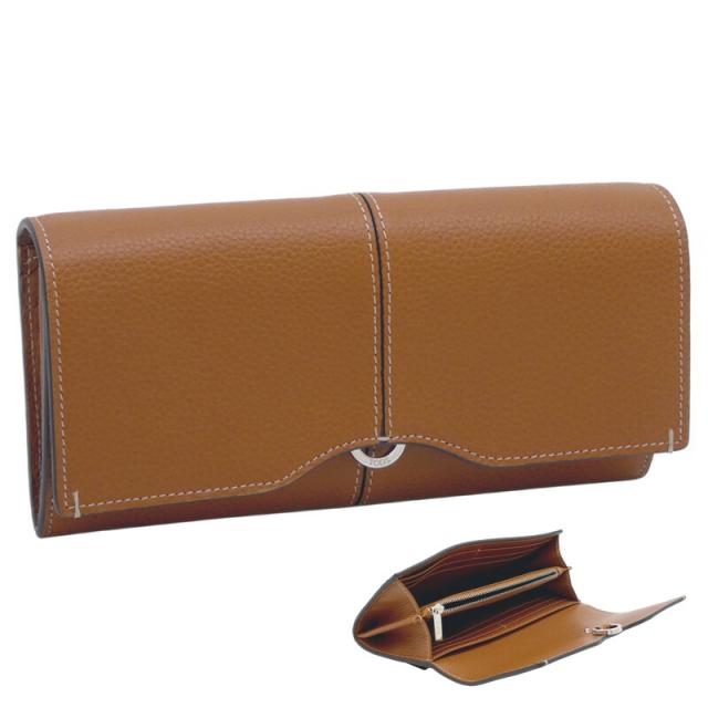 【2025年秋冬新作】 トッズ TOD'S レザー ウォレット XAWDBNB0403XSOS410 tods 二つ折り長財布 小銭入れ付 ブラウン レディース 【新品 新作 未使用 正規品】