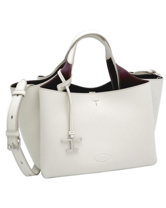 【2025年春夏新作】 トッズ TOD'S レザー バッグ ミニ XBWAPAFL100QRI9P09 tods 2WAY ミニトートバッグ ハンドバッグ ホワイト+ボルドー レディース 【新品 新作 未使用 正規品】