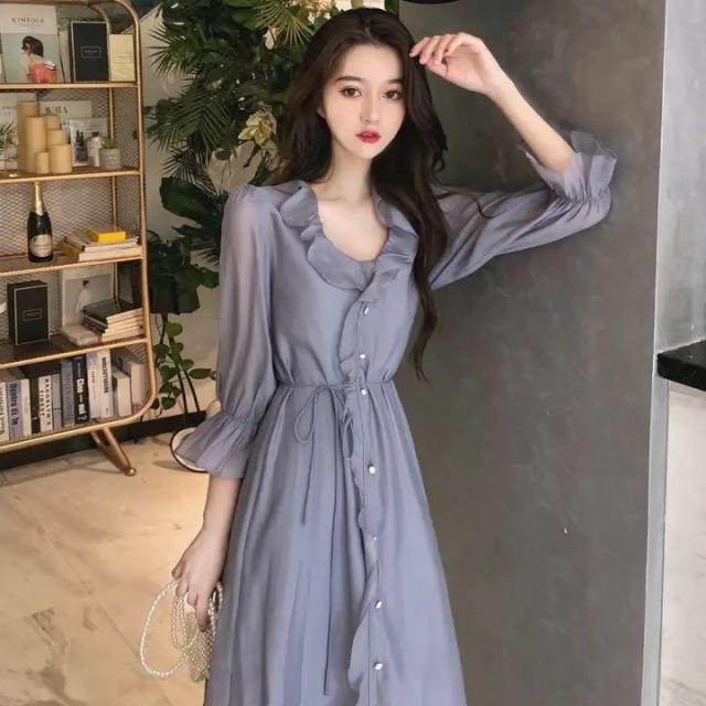 夏物コーデ　レディース　ワンピース　シャツ　サマー　ロングスカート