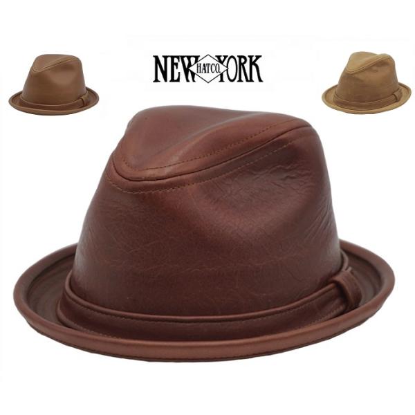 ニューヨークハット 帽子 メンズ レディース NEW YORK HAT 9290　Vintage Leather Fedora　ビンテージ　レザー　フェドラ
