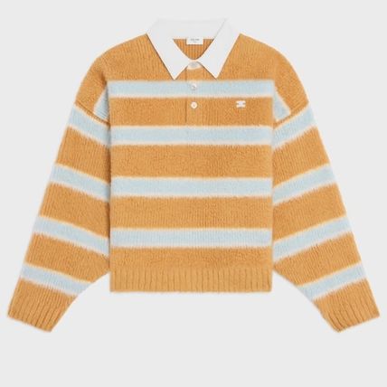 CELINE《ポロセーター》ブラッシュド ストライプ コットン