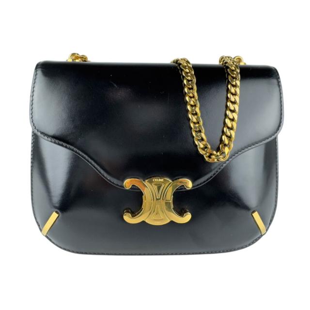 セリーヌ CELINE ショルダーバッグ BESACE レザー/メタル ブラック/ゴールド レディース 送料無料