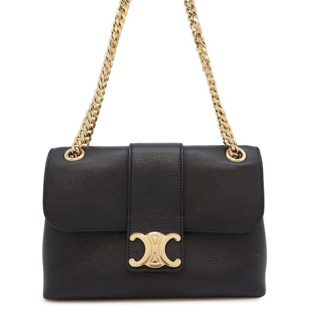 セリーヌ チェーンショルダーバッグ トリオンフ ティーン ヴィクトワール カーフレザー 116593 CELINE 黒