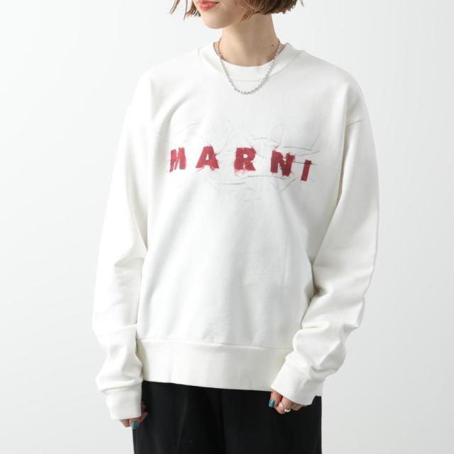 MARNI マルニ トレーナー  レディース スウェットシャツ ロゴプリント クルーネック 長袖 コットン