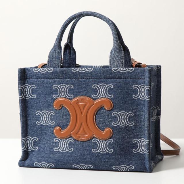 CELINE セリーヌ ハンドバッグ Small Cabas Tice スモール カバ タイス  レディース トリオンフ デニム ショルダーバッグ 鞄 Navy/Tan