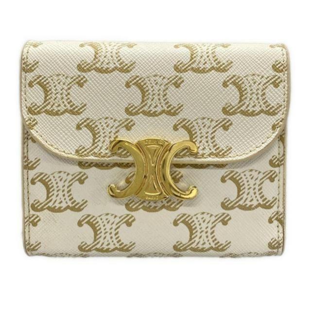 CELINE(セリーヌ) 3つ折り財布 スモールウォレット トリオンフ/トリオンフキャンバス アイボリー×ゴールド