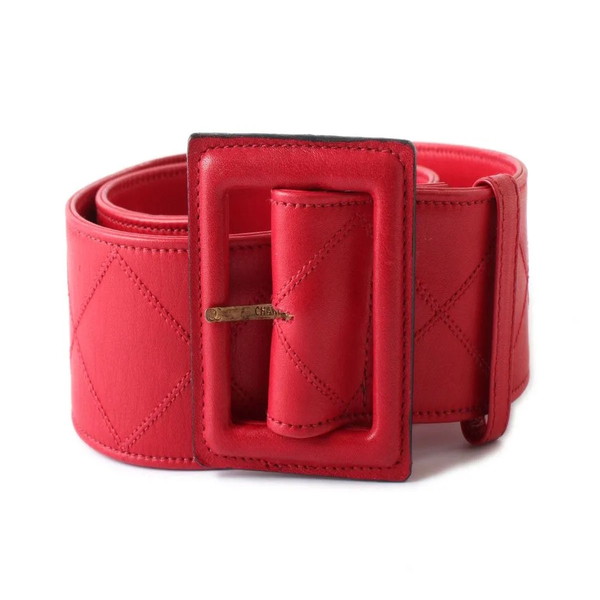 【中古】CHANEL シャネル ベルト ヴィンテージ レッド 赤 ゴールド金具 表記サイズ80/32 イタリア製