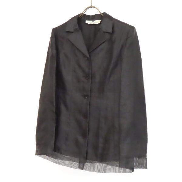【美品】GIVENCHY BOUTIQUES ジバンシィ ブティック オーガンジー テーラード ジャケット 5ボタン L位 黒 ブラック レディース