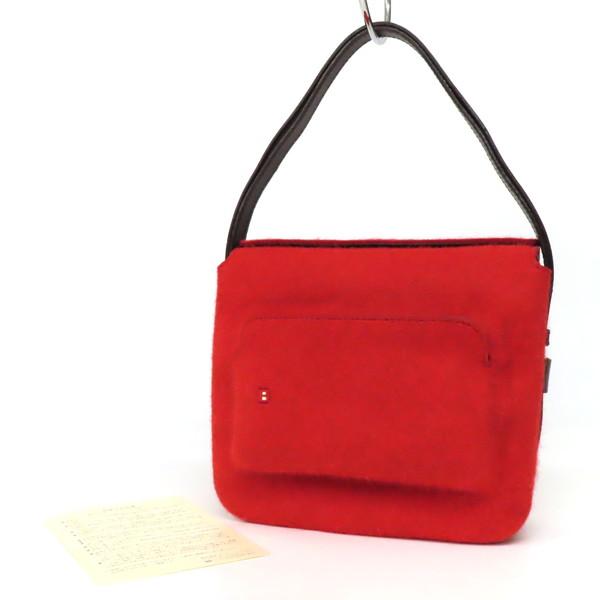 【極美品】BALLY バリー 2WAY ハンドバッグ ショルダーバッグ 圧縮ウール フェルト×レザー 赤 レッド イタリア製 レディース