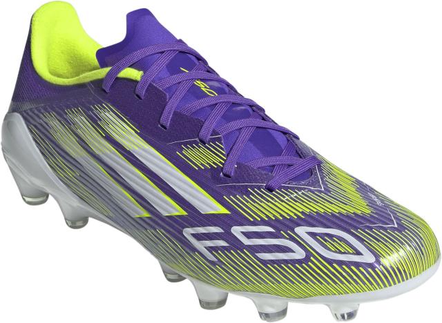 adidas （アディダス） サッカー スパイク F50 リーグ HG / 硬い土用 / F50 League Hard Ground Boots 【パープル/ホワイト/イエロー】 JQ8677 スパイク固定 サッカースパイク メンズ・レディース 男性用・女性用 パープル 紫 白 黄 25Q3 {SK}