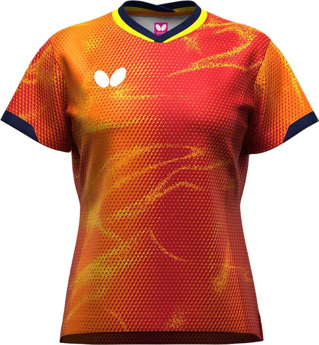 Butterfly （バタフライ） 卓球 ゲームシャツ・パンツ エリスター12・シャツ・レディース 【ダージリンレッド】 47149 004 ゲームシャツ ゲームウェア トップス レディース 女性用 ウィメンズ 赤 2025 {NP}