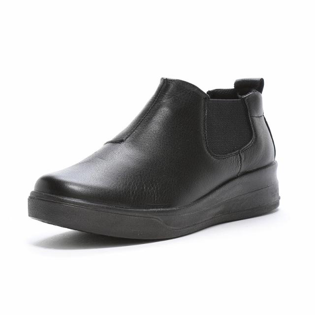 Moonstar（ムーンスター） スリッポン SPORTH （スポルス） SP9006 【ブラック】 42301146 国産 コンフォートシューズ サイドゴア カジュアル クッション性 ヒール高4cm 軽量 衝撃吸収性 幅広 撥水加工 負担かかりにくい レディース 女性用 黒 25 {SK}