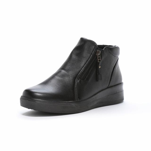 Moonstar（ムーンスター） ブーツ SPORTH （スポルス） SP9007 【ブラック】 42301156 国産 コンフォートシューズ 外側ファスナー ヒール高4cm 幅広 撥水加工 洗えるインソール 軽量 衝撃吸収性 レディース 女性用 黒 25 {SK}