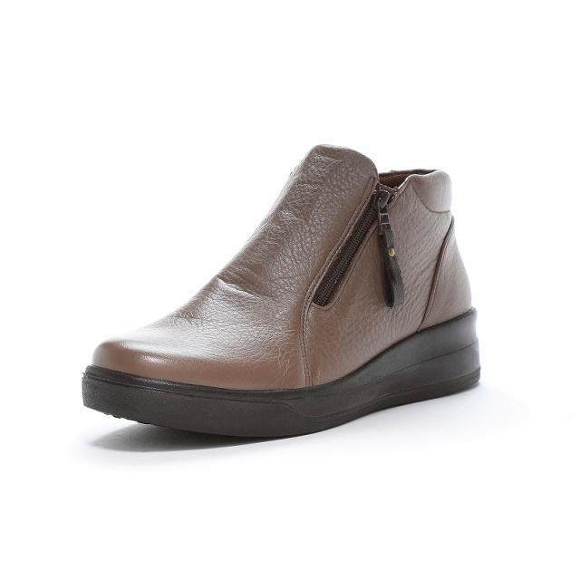 Moonstar（ムーンスター） ブーツ SPORTH （スポルス） SP9007 【モカ】 42301159 国産 コンフォートシューズ 外側ファスナー ヒール高4cm 幅広 撥水加工 洗えるインソール 軽量 衝撃吸収性 レディース 女性用 茶 25 {SK}