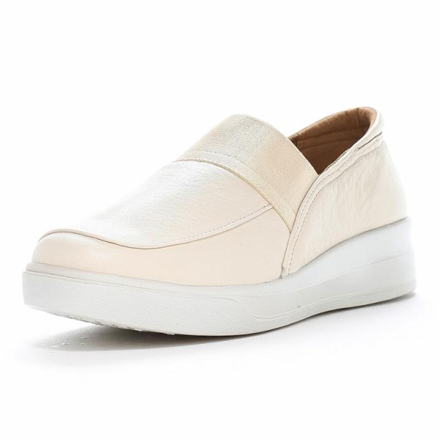 Moonstar（ムーンスター） スリッポン SPORTH （スポルス） SP9005 【アイボリー】 42301421 国産 コンフォートシューズ カジュアル ヒール高4cm 軽量 クッション性 洗えるインソール 衝撃吸収 撥水加工 ダブルクッション 幅広 レディース 女性用 白 25 {SK}