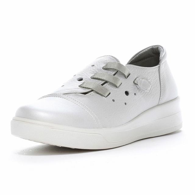 Moonstar（ムーンスター） スリッポン SPORTH （スポルス） SP9033 【シルバー】 42301431 国産 コンフォートシューズ カジュアル ヒール高4cm 軽量 クッション性 洗えるインソール 衝撃吸収 撥水加工 ダブルクッション 幅広 レディース 女性用 銀 25 {SK}