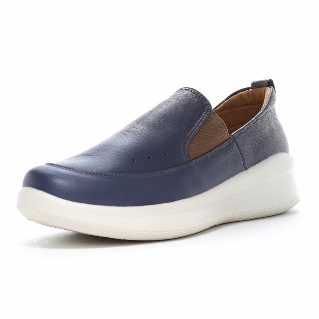 Moonstar（ムーンスター） スリッポン SPORTH （スポルス） SP2004 【ネイビー】 42320045 国産 コンフォートシューズ ヒール高5cm 軽量 衝撃吸収 洗えるインソール 撥水加工 幅広 クッション性 防滑性 シンプル レディース 女性用 紺 25 {SK}