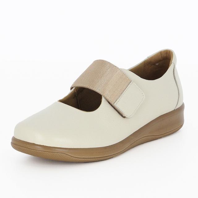 Moonstar（ムーンスター） パンプス SPORTH （スポルス） SP2506 【アイボリー】 42325061 国産 コンフォートシューズ ヒール高3cm クッション性 洗えるインソール 撥水加工 軽量 幅広 バンドタイプ ダブルクッション カジュアル レディース 女性用 白 25 {SK}