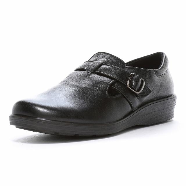 Moonstar（ムーンスター） スリッポン SPORTH （スポルス） SP5606 【ブラック】 42356066 国産 コンフォートシューズ ヒール高3cm 内側ゴム 軽量性 衝撃吸収 撥水加工 幅広 防滑性 負担かかりにくい レディース 女性用 黒 25 {SK}