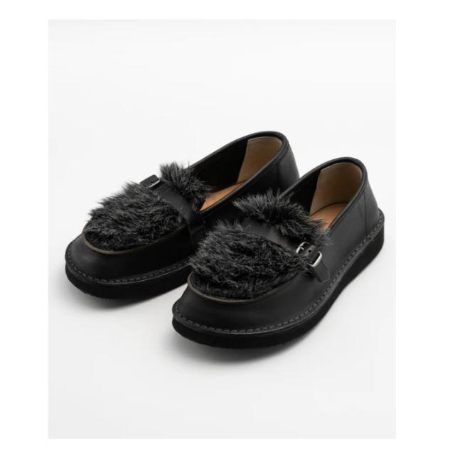 Seed（シード） organic handloom （オーガニックハンドルーム） 靴・シューズ ローファー SEVRES FUR （セーヴルファー） 【ブラック/ブラック】 OH018740 レザー エコファー 秋 冬 メンズ・レディース 男性用・女性用 黒 25 {SK}
