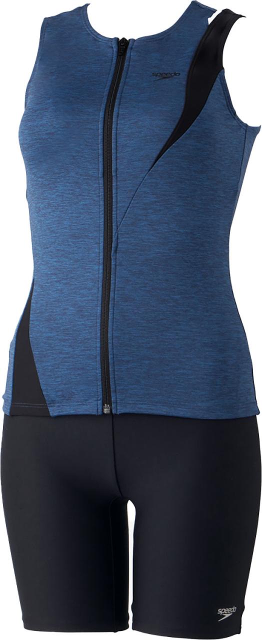 Speedo （スピード） 水泳 水着 Diagona Zip Pro Separates 【ミックスブルーネイビー】 SFW32410 XB 水着レディース フィットネス 水着 レディース 女性用 ブルー 紺 24S1 {SK}