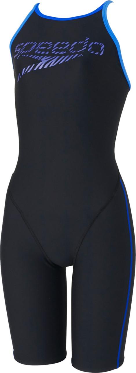 Speedo （スピード） 水泳 水着 Zebra Stack TurnS Kneeskin 【ブラック×ブルー】 STW12450 KB 水着レディース競泳用（非公認） 競泳水着 レディース 女性用 ブラック 黒 青 24FW {SK}