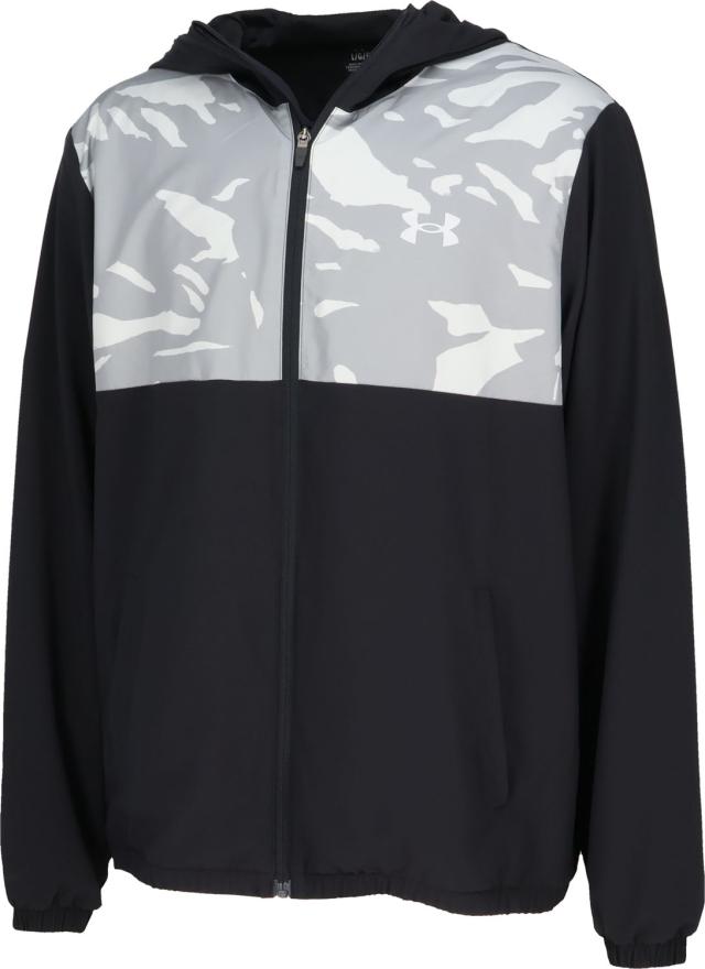 UNDER ARMOUR （アンダーアーマー） 野球＆ソフトボール トレーニングウェア UA WOVEN FULL-ZIP HOODED JACKET 【スチール】 6007975 035 トレーニングシャツ ジャケット メンズ 男性用 黒 株式会社ドーム 25FW {NP} ≪TEAM≫