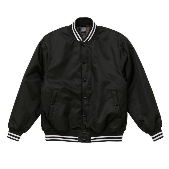 UnitedAthle （ユナイテッドアスレ） カジュアル ジャケット スタジアム ジャケット（中綿入） 【ブラック/ホワイト】 7491-01 2001 中綿ジャケット アウター メンズ・レディース 男性用・女性用 ブラック/ホワイト 黒 白 2025 {SK}