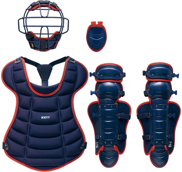 ZETT （ゼット） 野球＆ソフトボール マスク・プロテクター 野球 少年軟式用 防具 4点セット 【ネイビー×レッド】 BL703SET 2964 軟式 防具セット 少年軟式用防具4点セット メンズ・レディース 男性用・女性用 ネイビー 紺 赤 25SS {SK}