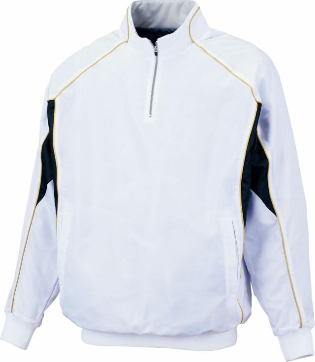 ZETT（ゼット） 野球 ソフトボール ウインドウェア ジャージ ジャケット ジャンパー 長袖 中綿ハーフジップジャンパー 【ホワイト/ブラック】 BOV450A 1119 メンズ・レディース・ユニセックス 大人用 白 20FW {SK}