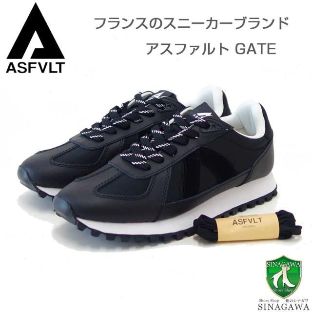 アスファルト ASFVLT GATE（ゲート） gat035 （ユニセックス）ブラック  快適スニーカー「靴」