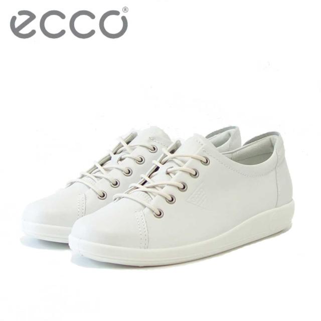 エコー ECCO SOFT 2.0 ホワイト 206503 01007 （レディース） 快適な履き心地のレザースニーカー  レースアップシューズ   「靴」