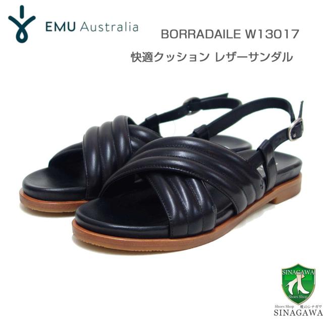 エミュー EMU W 13017 Borradaile レザーフラットサンダル （レディース）カラー：ブラック  レザーサンダル フラットシューズ リゾート 「靴」