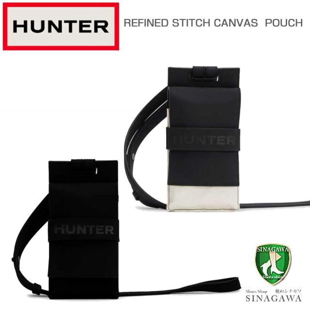 【SALE】 ハンター HUNTER UBP2304CAA リファインド スティッチ キャンバス フォンポーチ （カラー：ブラック・ナチュラル） ポーチ ショルダーバッグ