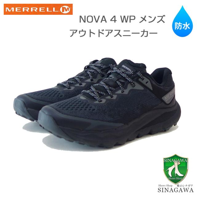 メレル MERRELL （メンズ）ノバ 4 ウォータープルーフ  m068395  カラー：ブラック  防水シューズ 通気性メッシュ アウトドアシューズ ウォーキング ハイキング トレイル 「靴」