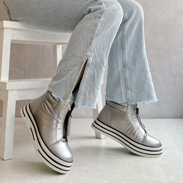 NOUBEL VOUG RELAX ヌーベル ヴォーグ リラックス 217-5257 シルバー  （レディース） 撥水 フロントジップ ショートブーツ スニーカーブーツ「靴」