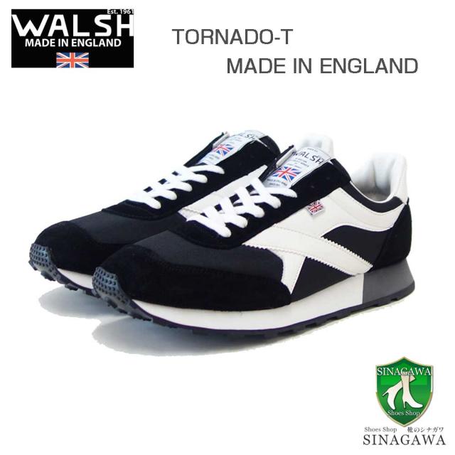 WALSH ウォルシュ TOR24469（ユニセックス） TORNADO-T カラー：ブラック／ホワイト（英国製） スエード＆ポリエステルのランニングスニーカー  「靴」