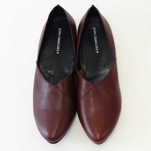 【SALE】 ユーコ イマニシ yuko imanishi +   76149 レッドブラウン 甲深 Vカット フラット スリッポンシューズ  展開サイズ 23cm 23.5cm 24cm「靴」