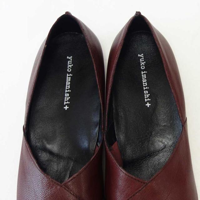 【SALE】 ユーコ イマニシ yuko imanishi +   76149 レッドブラウン 甲深 Vカット フラット スリッポンシューズ  展開サイズ 23cm 23.5cm 24cm「靴」
