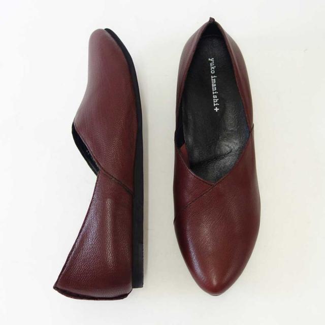 【SALE】 ユーコ イマニシ yuko imanishi +   76149 レッドブラウン 甲深 Vカット フラット スリッポンシューズ  展開サイズ 23cm 23.5cm 24cm「靴」