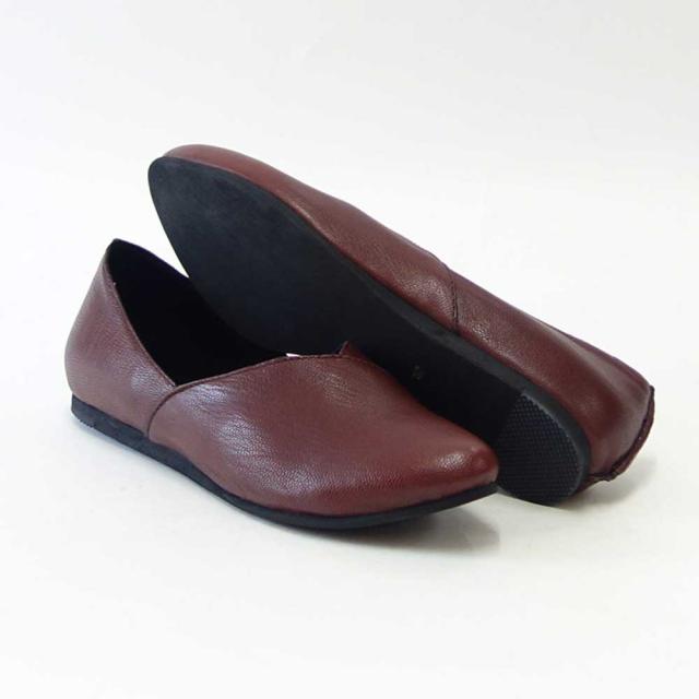 【SALE】 ユーコ イマニシ yuko imanishi +   76149 レッドブラウン 甲深 Vカット フラット スリッポンシューズ  展開サイズ 23cm 23.5cm 24cm「靴」