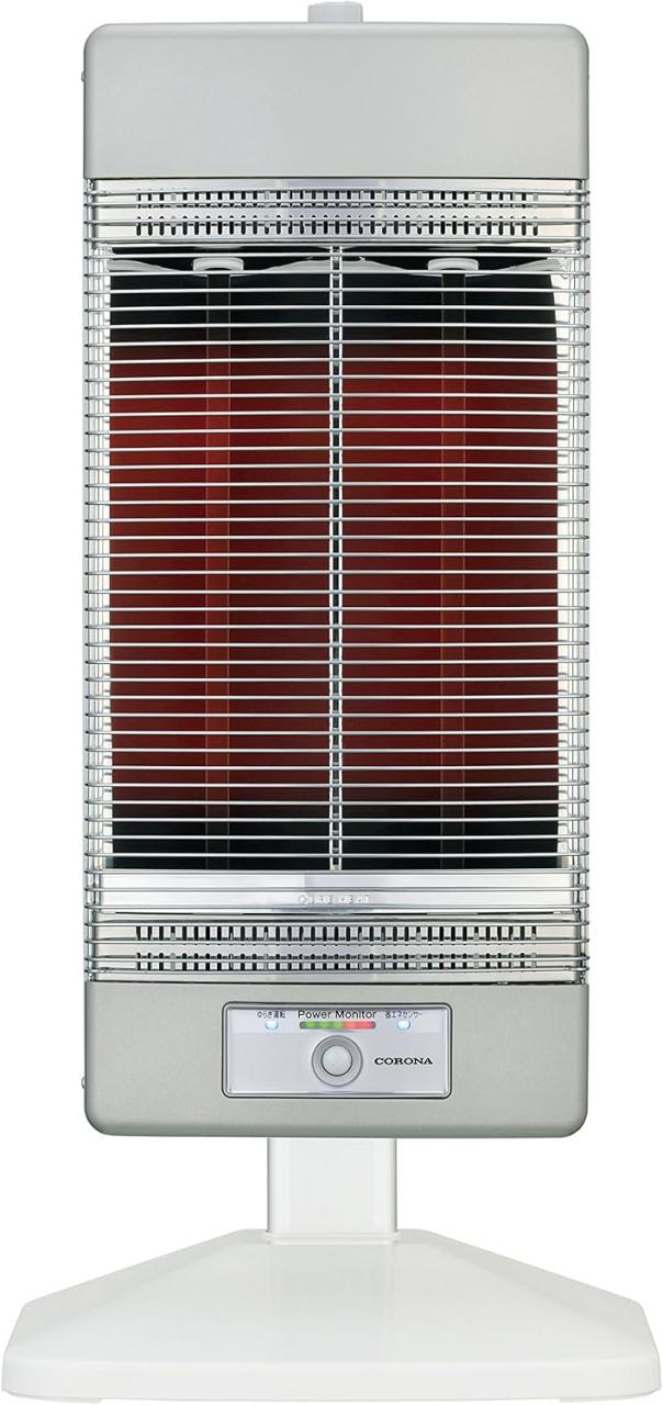 CORONA(コロナ) 遠赤外線電気ストーブ 【日本生産】 速暖 「コアヒート」 省エネセンサー搭載 左右首振り タイマー機能 温度調節11段階 シャンパンシルバー AH-12RA(SS)