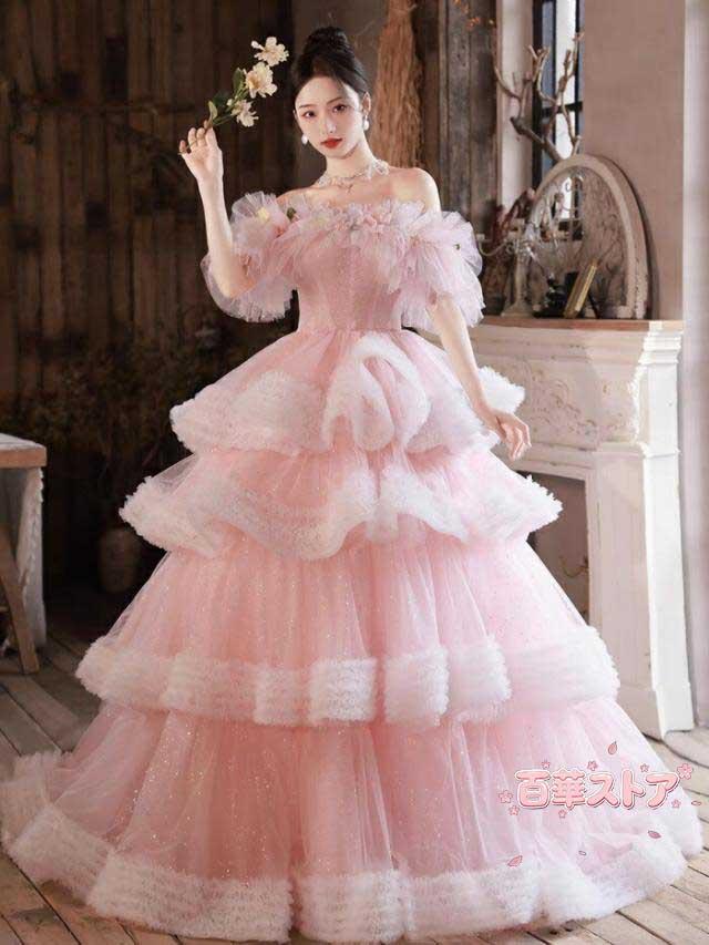 カラードレス 演奏会 ロングドレス 演奏会用ドレス ウエディングドレス 二次会 結婚式 ピアノ 発表会 大きいサイズ パーティードレス 披露宴 コンサート花嫁 トレーン