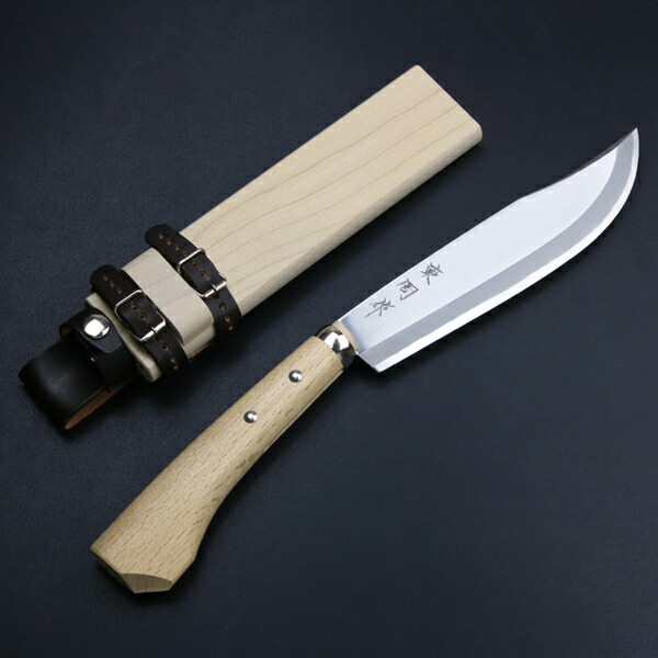 東周作 山師用 剣鉈 両刃7寸 青紙鋼 磨き仕上 鞘付き 土佐火造り鉈 (アウトドア ハンティング 狩猟 薪割 枝打ち キャンプ ナイフ キャンプギア ブッシュクラフト)