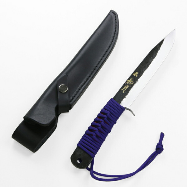 如月 剣鉈 165mm 黒打ち仕上げ 本革ケース付 両刃剣鉈 キャンプ 鉈 キャンプギア ブッシュクラフト