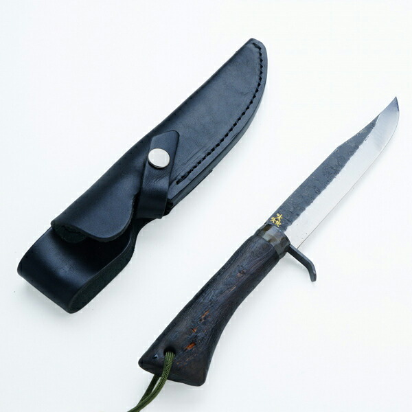 剣鉈 135mm 青紙鋼 黒打ち仕上げ 黒焼樫木柄 本革ケース付 鉈 (狩猟解体 フィッシング 登山 剣鉈 キャンプ ナイフ キャンプギア ブッシュクラフト)