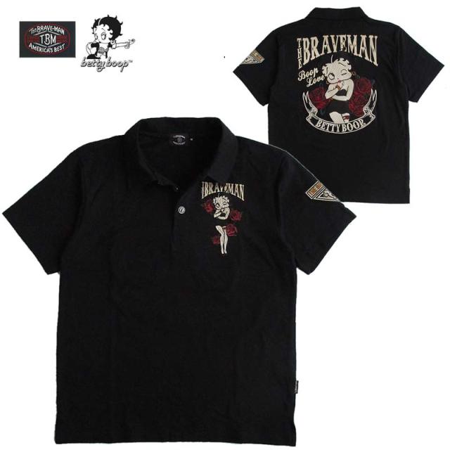 ベティーブープ Betty Boop コラボ ベア天竺半袖ポロシャツ The BRAVE-MAN ザ・ブレイブマン メンズ レディース キャラクター/アメカジ/刺繍 送料無料