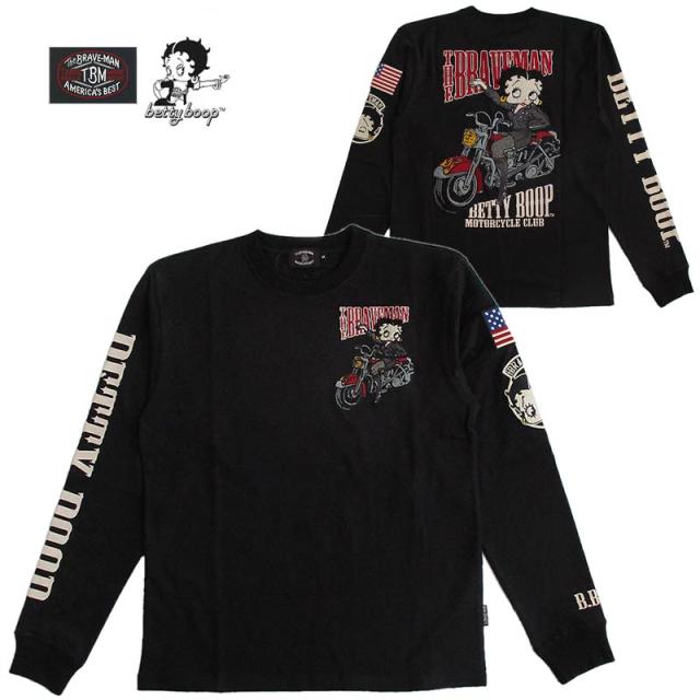 ベティーブープ Betty Boop コラボ The BRAVE-MAN ザ・ブレイブマン 天竺長袖Tシャツ（ロンT） メンズ レディース キャラクター アメカジ 刺繍 送料無料