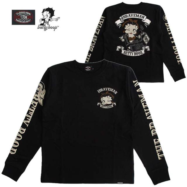 ベティーブープ Betty Boop コラボ The BRAVE-MAN ザ・ブレイブマン 天竺長袖Tシャツ（ロンT） メンズ レディース キャラクター/アメカジ/刺繍 送料無料